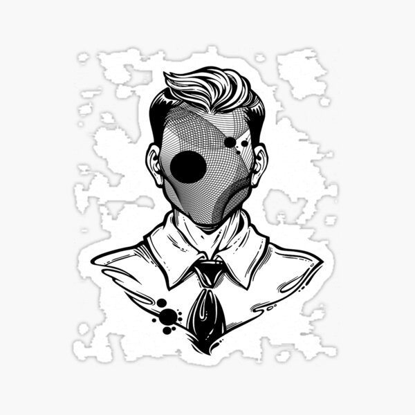 "Hand drawn portrait of a weird man with anonymous face" Sticker for ...