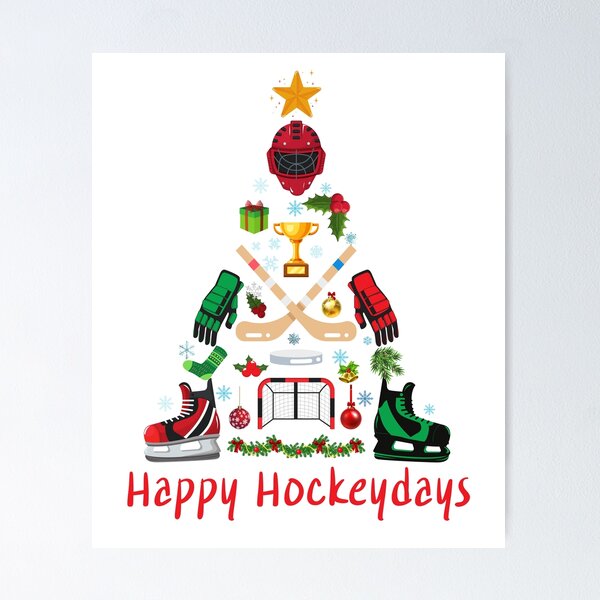 "Happy Hockeydays Ice Hockey Christmas Tree Xmas Holiday Tshirt ...