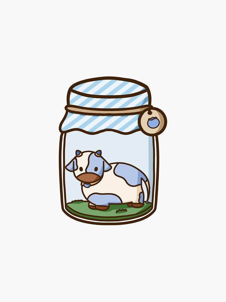 "Cows in Jars-Blueberry" Sticker for Sale by haebee | Redbubble