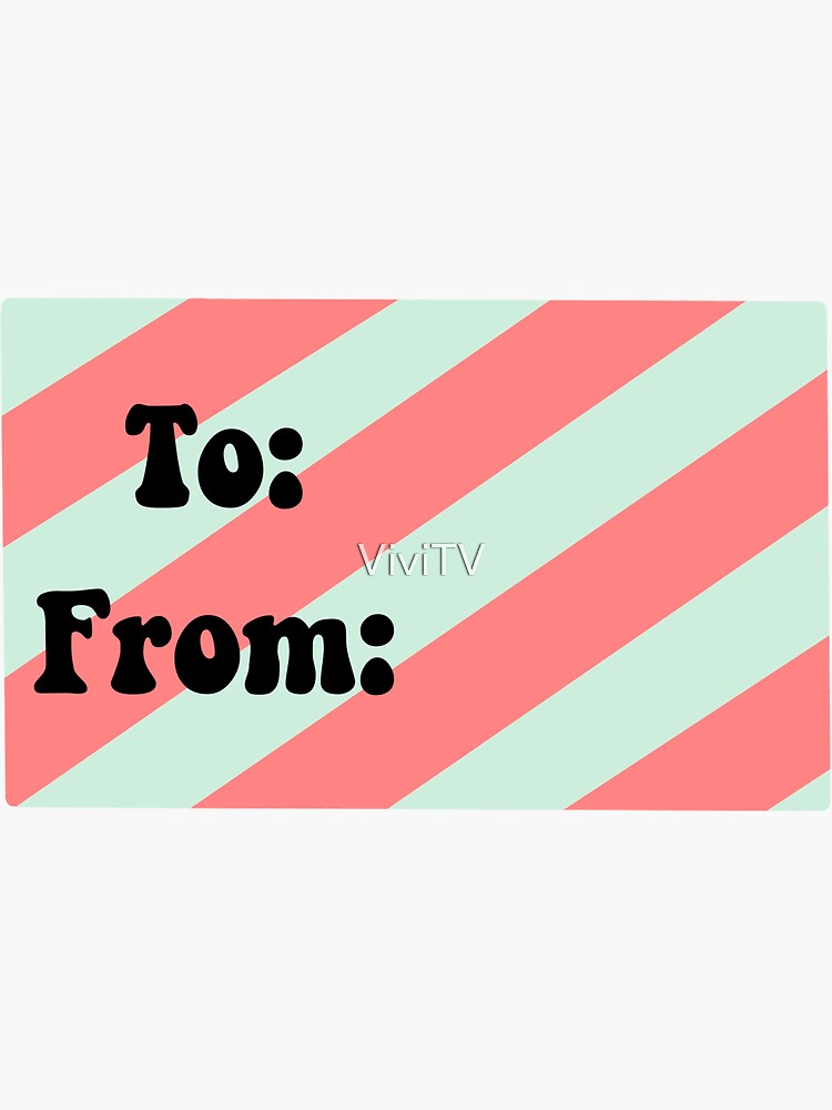 " to and from sticker christmas striped" Sticker for Sale by ViviTV ...