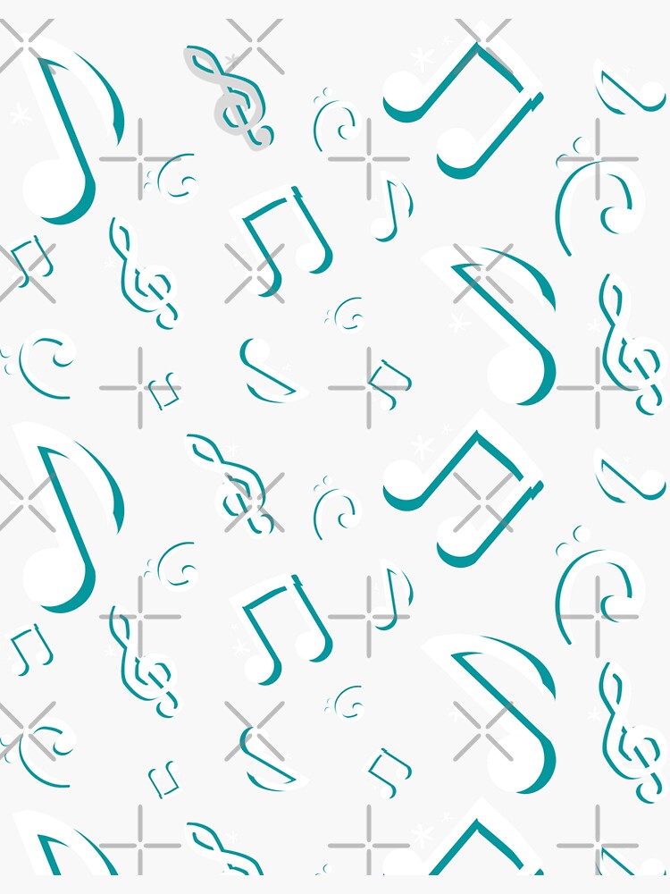 "Music Notes Pattern Drawing turquoise" Sticker for Sale by ...