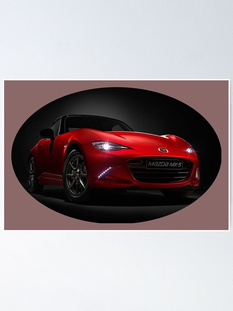 "Soul Red Metallic 2018 Mazda ND Miata MX-5 Lights On" Poster by havens ...
