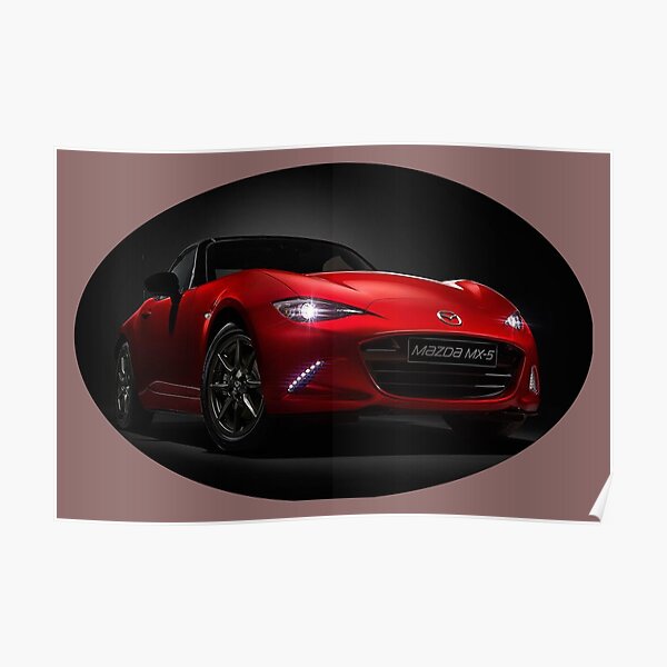 "Soul Red Metallic 2018 Mazda ND Miata MX-5 Lights On" Poster by havens ...
