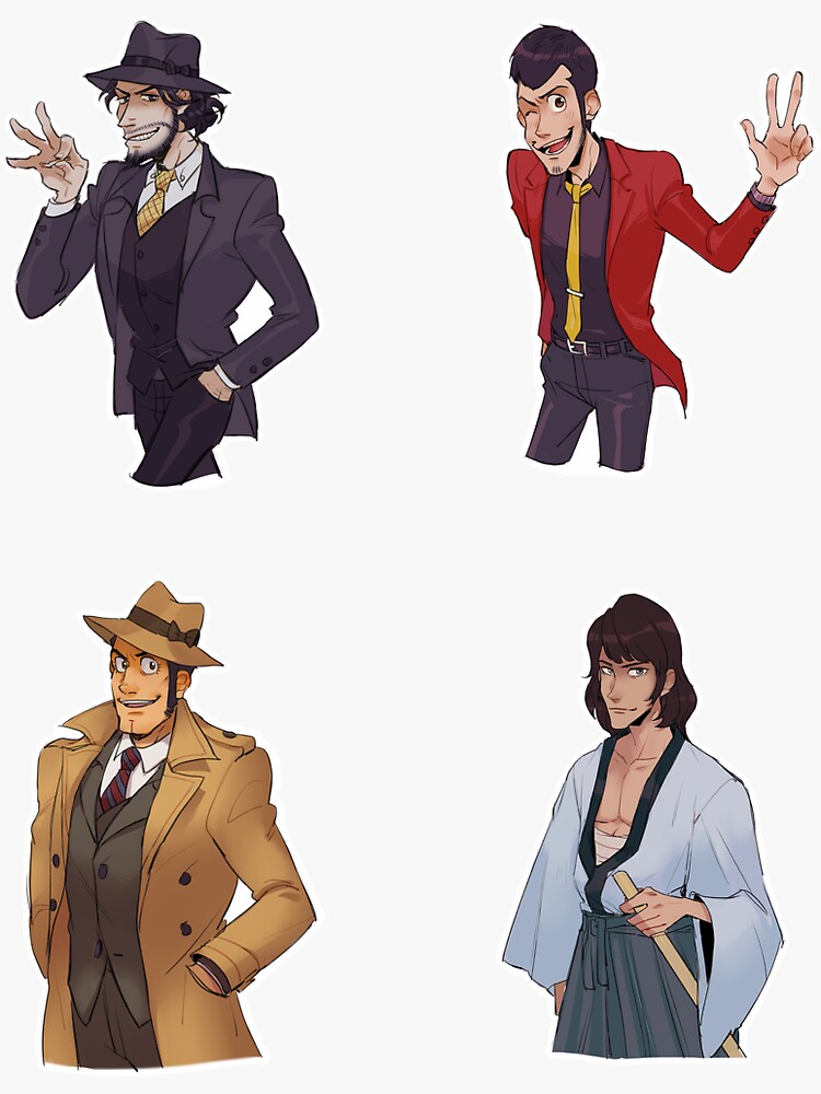 "Lupin the first_Lupin.Jigen.Goemon.Zenigata" Sticker for Sale by ...