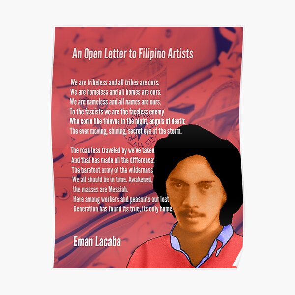 "Eman Lacaba - Poet, Writer, Activist, Revolutionary - Wall Art" Poster ...
