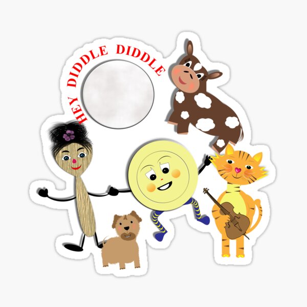 "Hey Diddle Diddle Kids Nursery Rhyme Picture" Sticker for Sale by ...