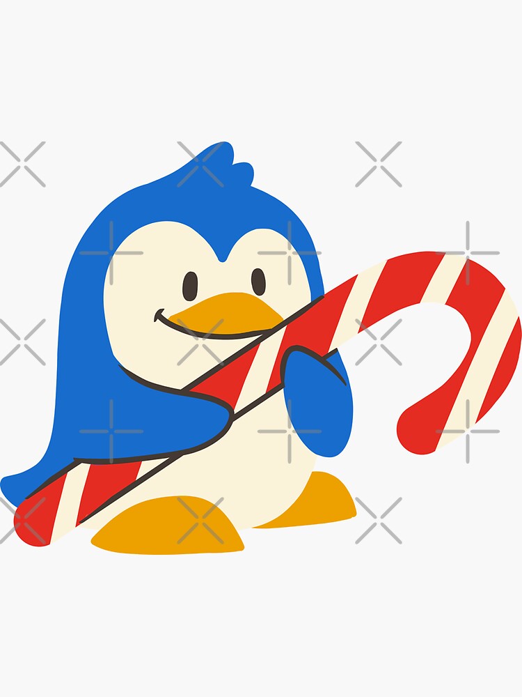 "Penguin Candy Cane " Sticker for Sale by VasKal | Redbubble