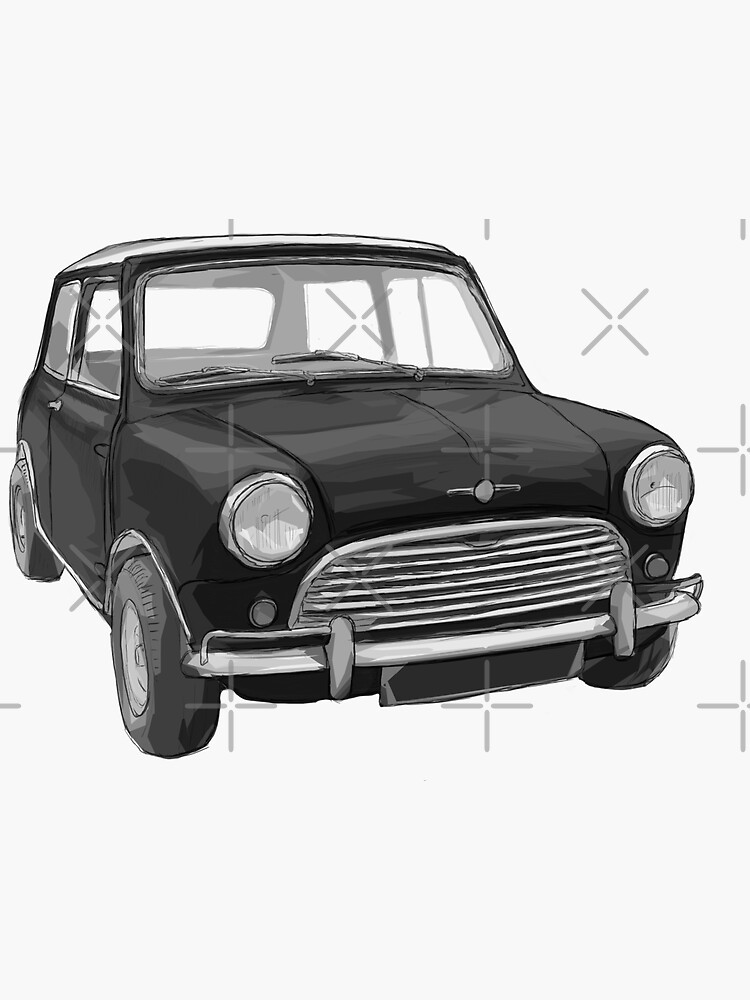 "Classic Mini Black" Sticker for Sale by jdm1981 | Redbubble