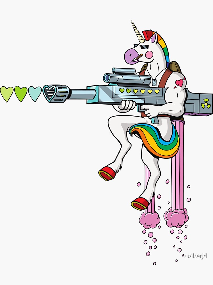 "unicorn gun" Sticker for Sale by walterjd | Redbubble