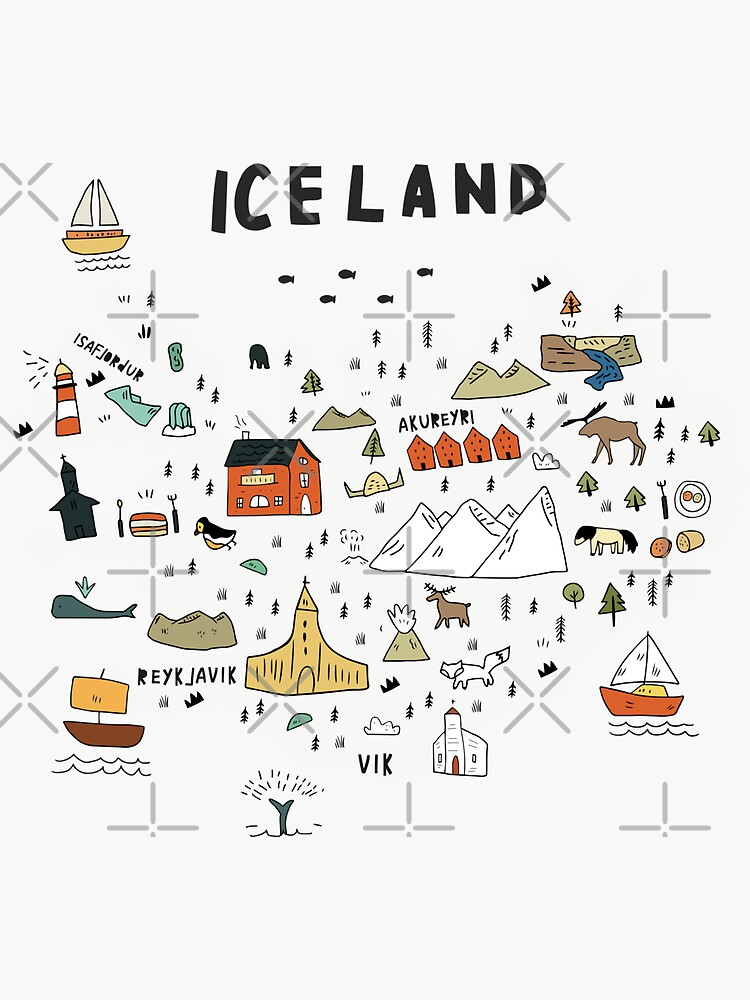 "map of Iceland" Sticker for Sale by ashiya-pixel | Redbubble