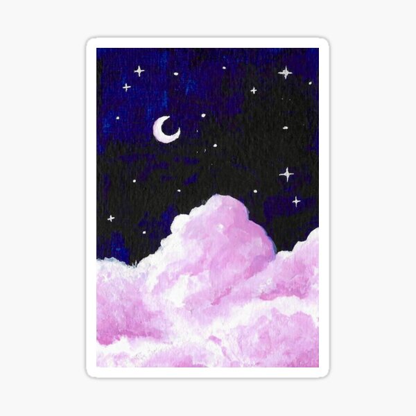 "Pink clouds night sky" Sticker for Sale by yumistudios | Redbubble