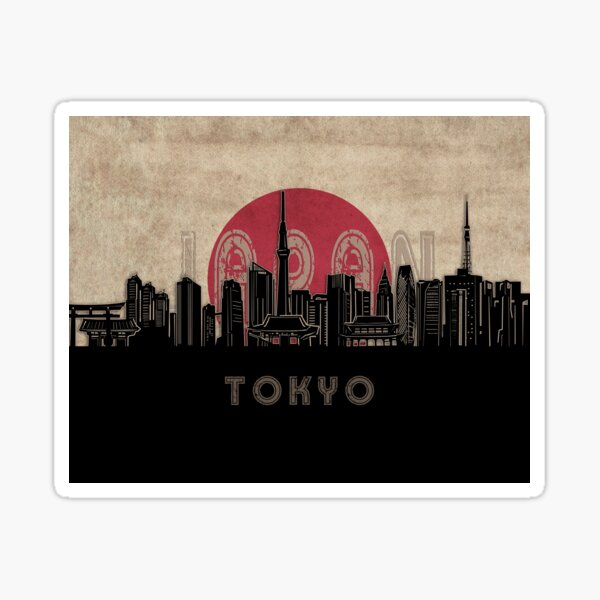 "tokyo skyline flag" Sticker by BekimART2 | Redbubble