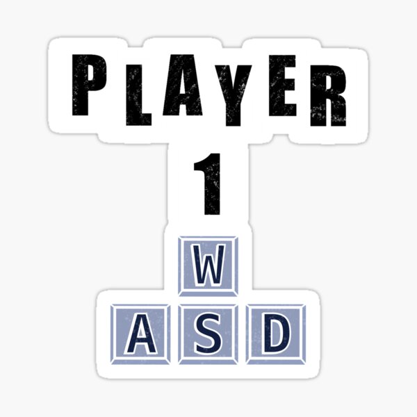 "Player One on Keyboard - Black" Sticker for Sale by BusyMonkeys ...