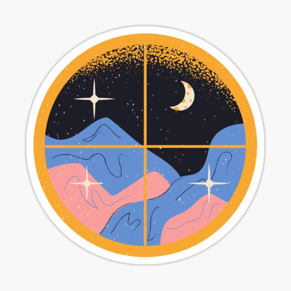Pegatina «Una ilustración de la ventana de la noche estrellada.» de ...