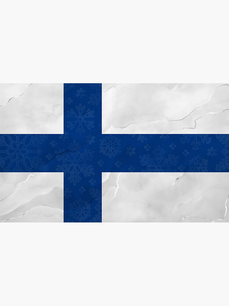 "Flag of Finland with a Snowflake Pattern" Sticker by DanglingPointer ...