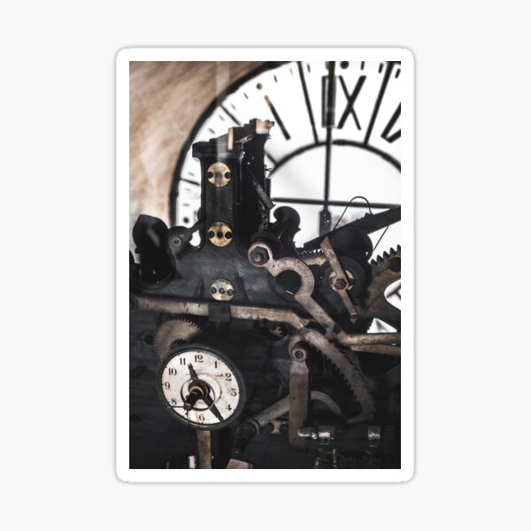 "passing time background - interior of an old clock tower" Sticker for ...
