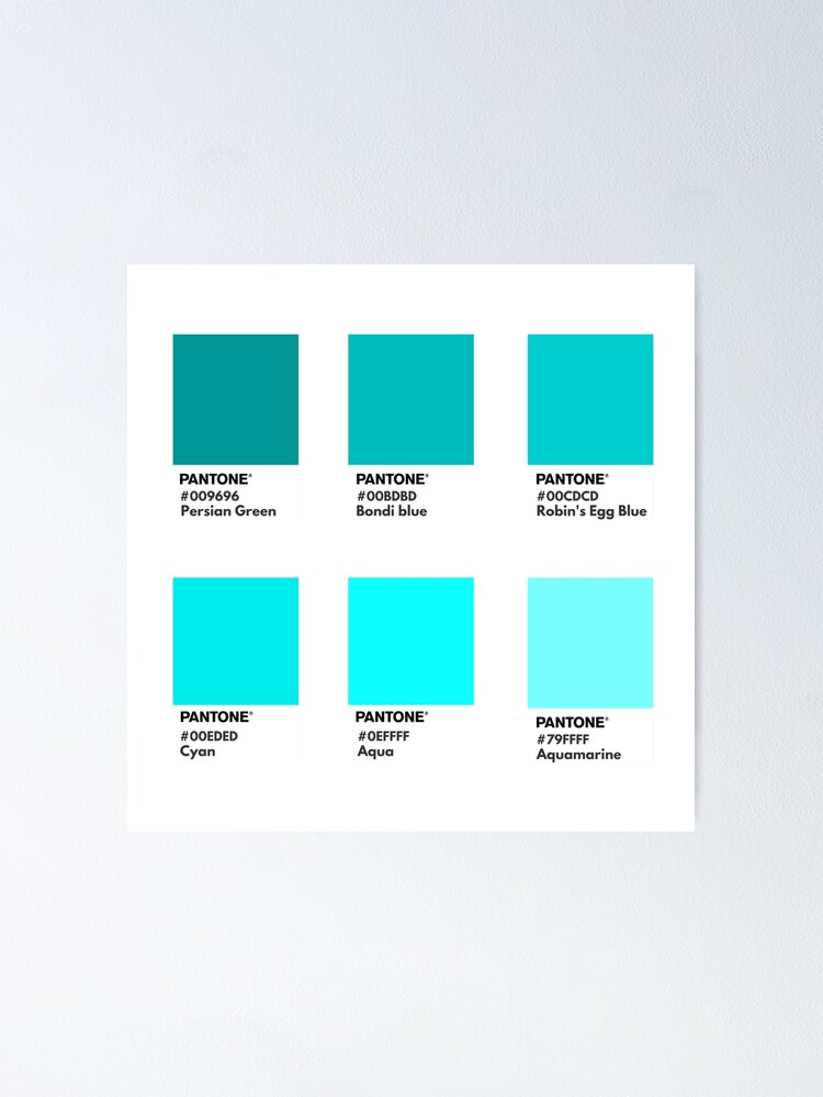 "Green to cyan palette pantone color swatch" Poster for Sale by ...