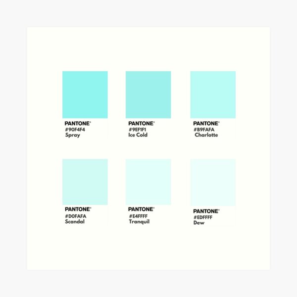 "Light cyan palette pantone color swatch" Art Print for Sale by ...