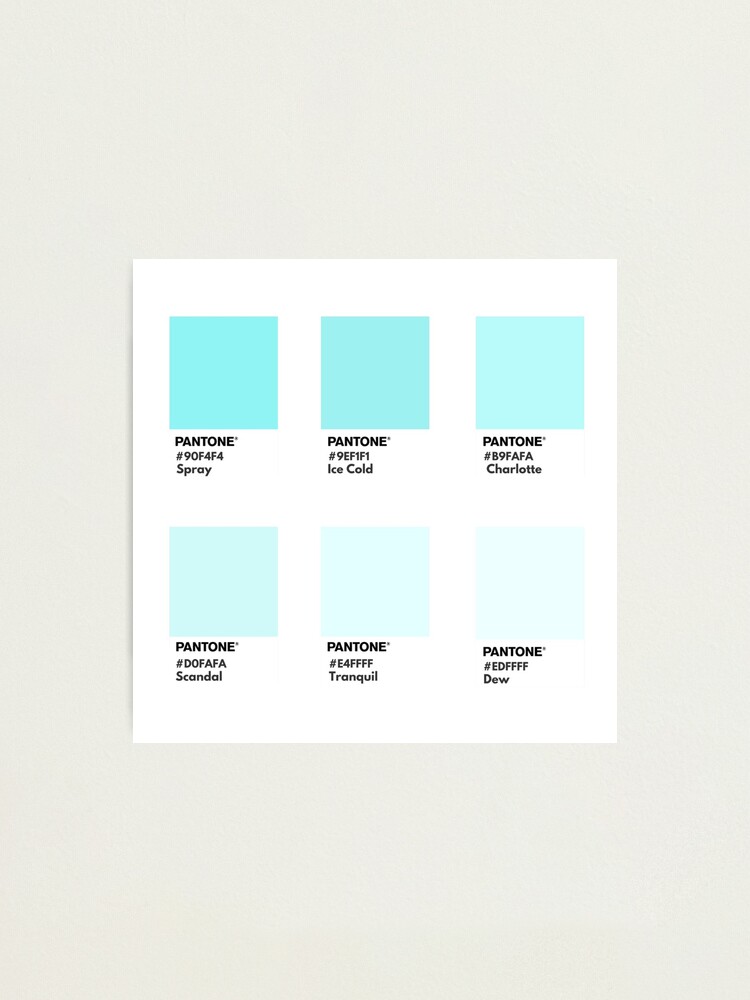 Lámina fotográfica «Paleta de color cian claro muestra de color pantone ...