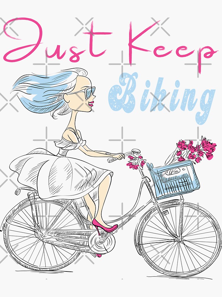 "just keep biking just keep pedaling evolution bike" Sticker for Sale ...