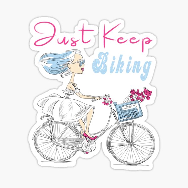 "just keep biking just keep pedaling evolution bike" Sticker for Sale ...