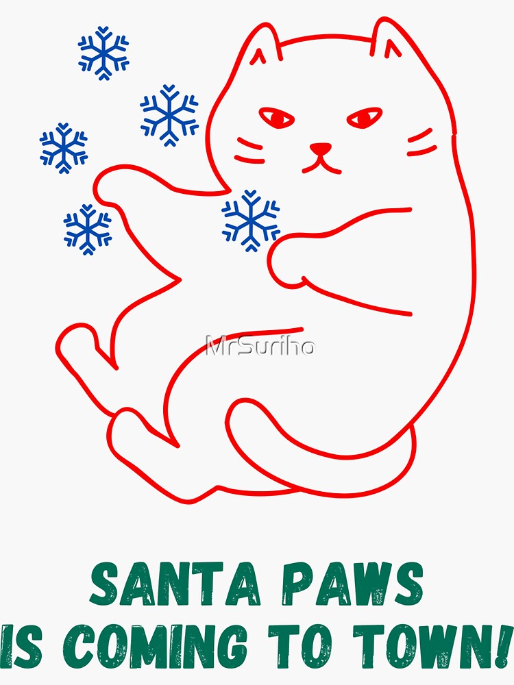 "Santa Paws Is Coming To Town - Red and Green Vintage Christmas ...