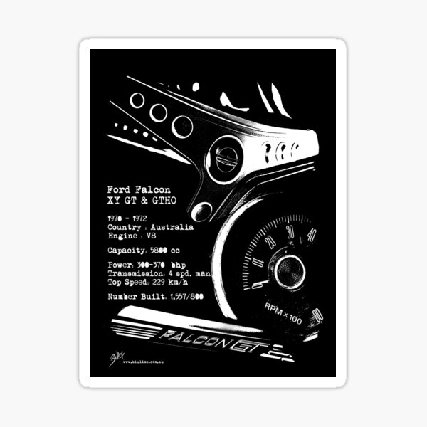 "Ford Falcon XY GT & GTHO (specifications) ©" Sticker for Sale by ...