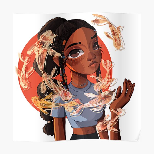 "Koi fish girl" Poster for Sale by Elli-Anna | Redbubble