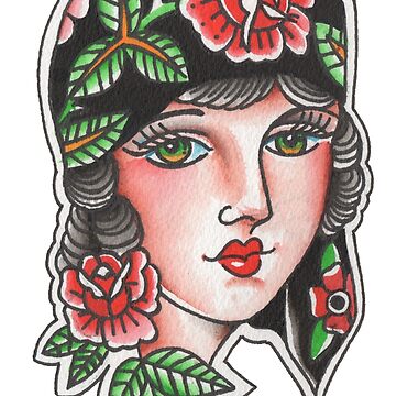 "Gypsy woman" Sticker for Sale by Wally Tattoo & Art | Redbubble