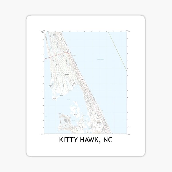 "Kitty Hawk, NC Topographical Map Clean" Sticker by PGHPhotoCo | Redbubble