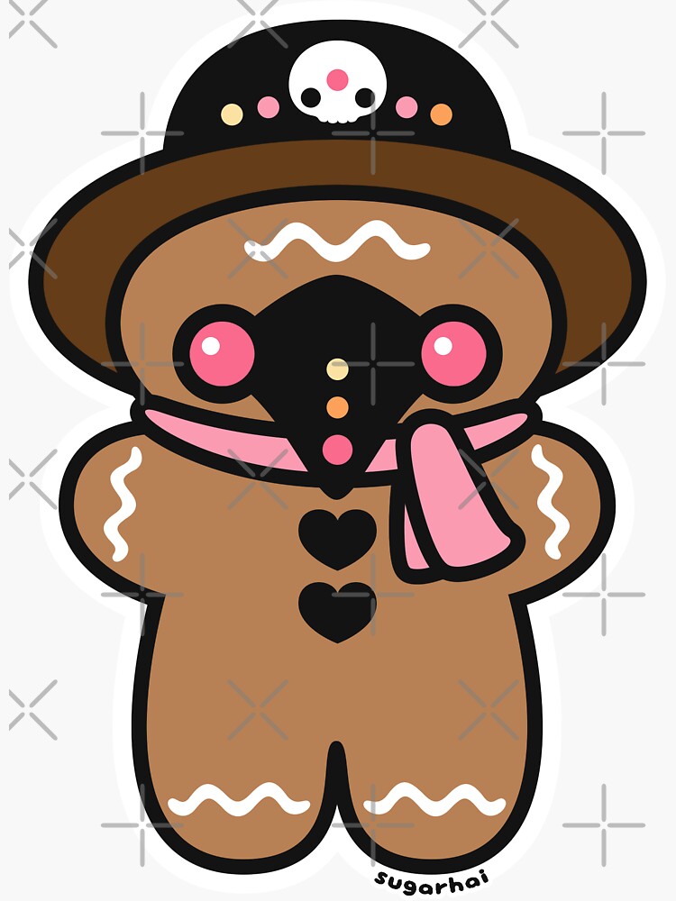 "Plague Doctor Gingerbread Boy" Sticker for Sale by sugarhai | Redbubble