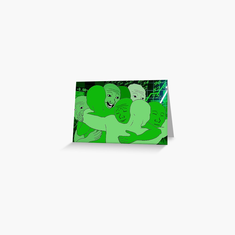 "Green Wojak Gains" Greeting Card by Jmacco | Redbubble