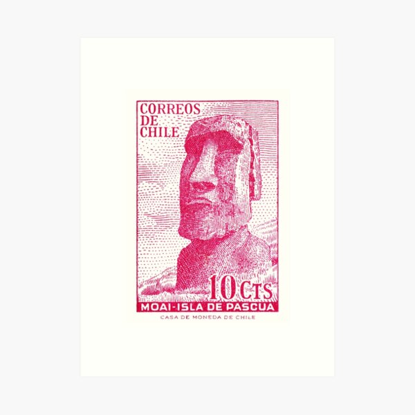 "1965 CHILE Easter Island Moai Postage Stamp" Art Print for Sale by ...