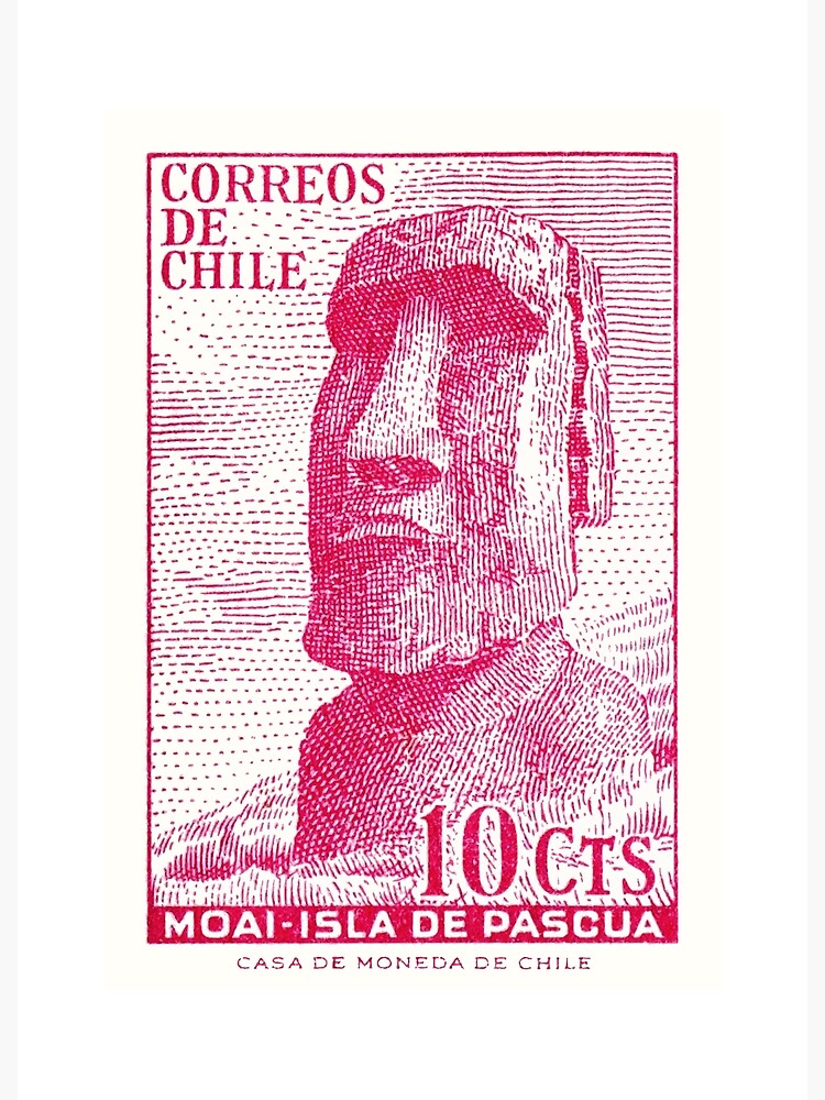 "1965 CHILE Easter Island Moai Postage Stamp" Art Print for Sale by ...