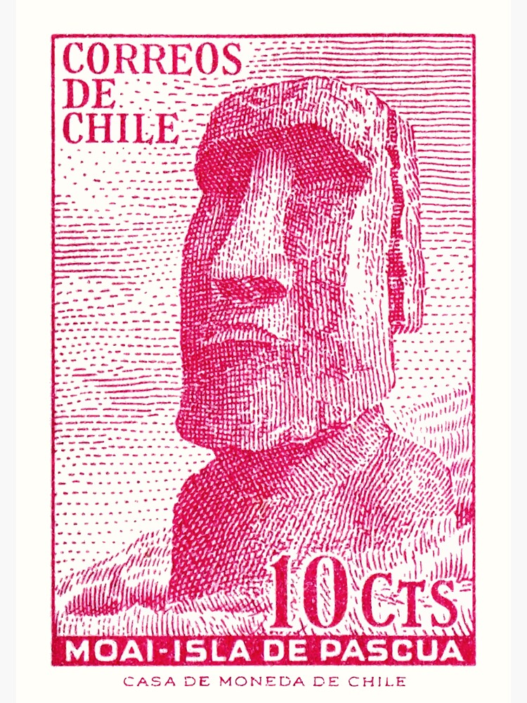 "1965 CHILE Easter Island Moai Postage Stamp" Sticker for Sale by ...