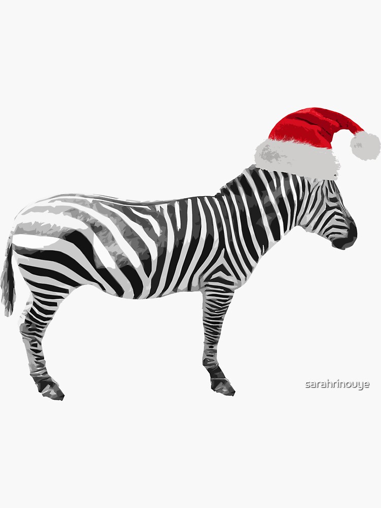 "Zebra Santa in Grey" Sticker by sarahrinouye | Redbubble