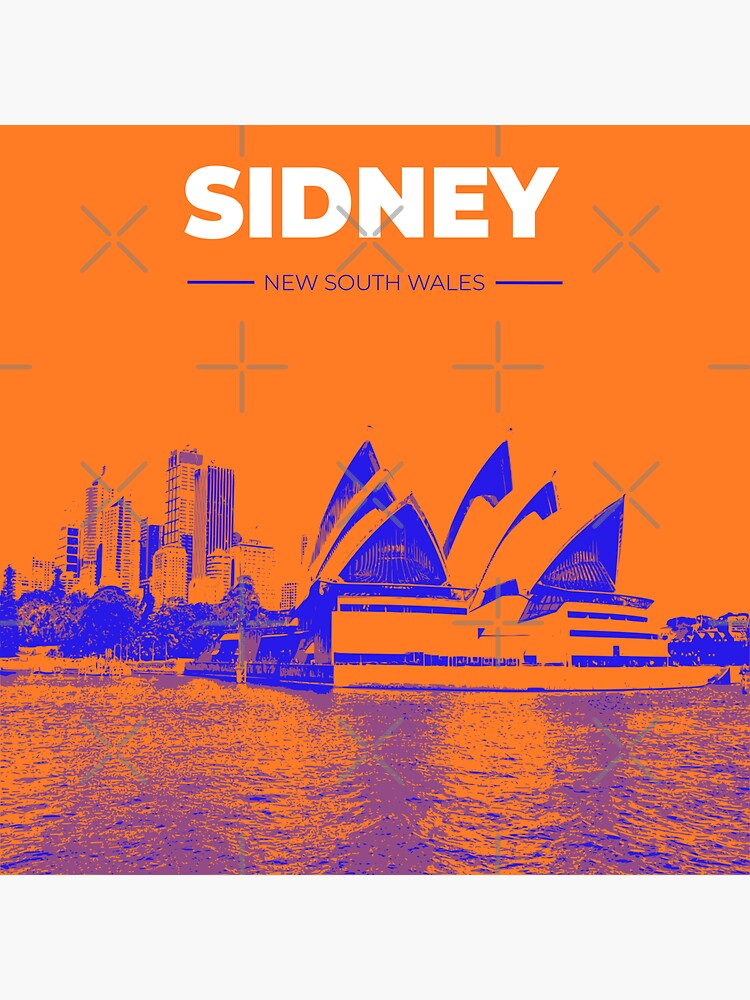 "Skyline, cityscape poster of Sidney (orange)" Sticker by CMYKStudio ...