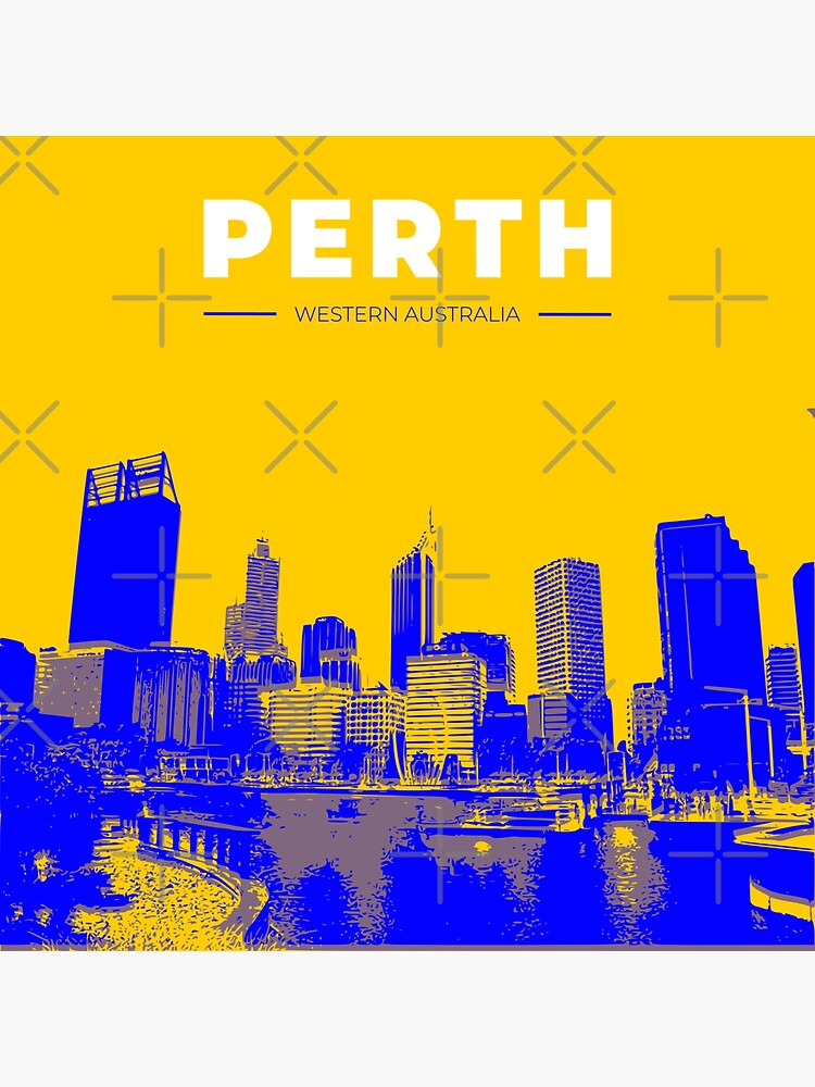 "Skyline, cityscape poster of Perth (yellow)" Sticker for Sale by ...