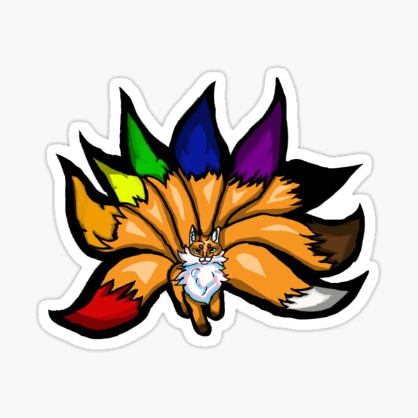 "Ninetaled rainbow fox" Sticker for Sale by YumiKitsune | Redbubble