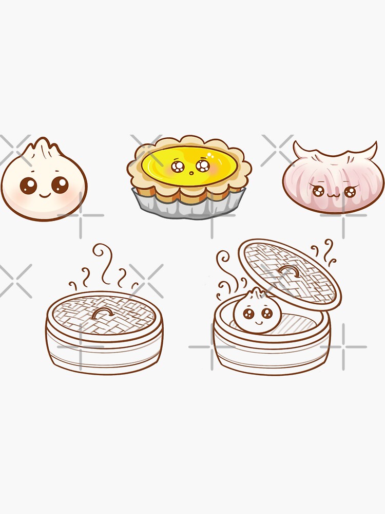"Cute Dim Sum Icons" Sticker for Sale by churroline | Redbubble
