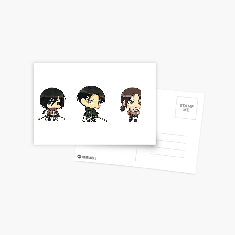 "Attaque on Titans SnK - Chibi Ymir Livai Mikasa" Postcard for Sale by ...