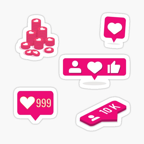 "Likes In Pink | Social Media Instagram Likes Sticker Pack" Sticker for ...