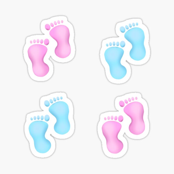 "Pink Blue Baby Footsteps Sticker Set" Sticker for Sale by RitaLaiArt ...