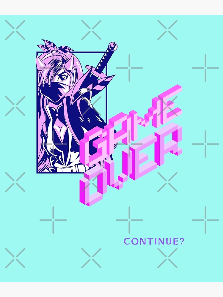 "Retro Gaming Aesthetic Anime Girl Game Over" Poster for Sale by fifty ...