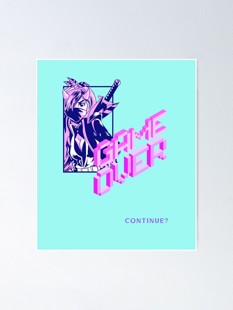 "Retro Gaming Aesthetic Anime Girl Game Over" Poster for Sale by fifty ...