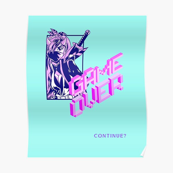 "Retro Gaming Aesthetic Anime Girl Game Over" Poster for Sale by fifty ...