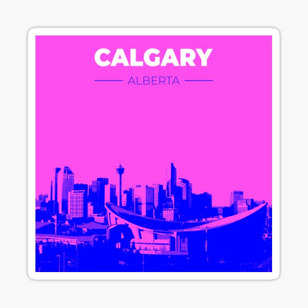 "Skyline, cityscape poster of Calgary (pink)" Sticker for Sale by ...