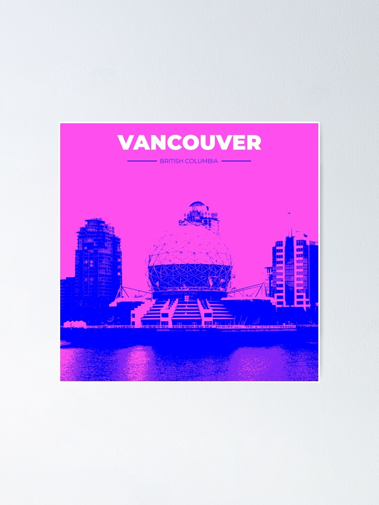 "Skyline, cityscape poster of Vancouver (pink)" Poster for Sale by ...