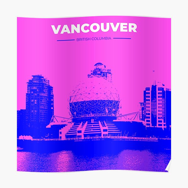 "Skyline, cityscape poster of Vancouver (pink)" Poster for Sale by ...