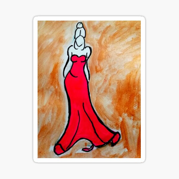 "woman in red " Sticker by Valeriartist | Redbubble